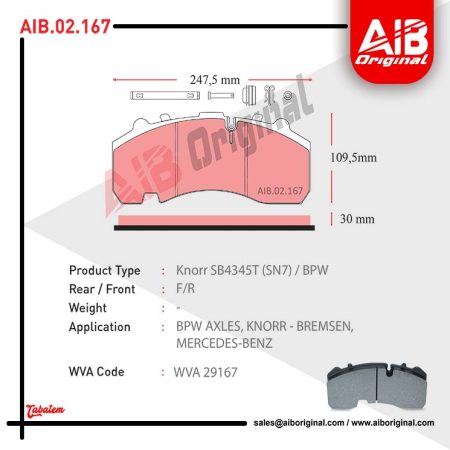 WVA 29167 – Brake Pad – AIBORIGINAL